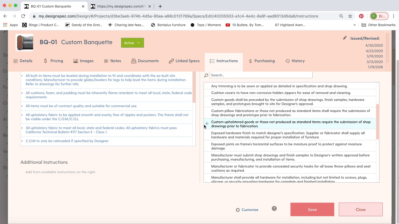 DesignSpec Tutorial - Spec Instructions