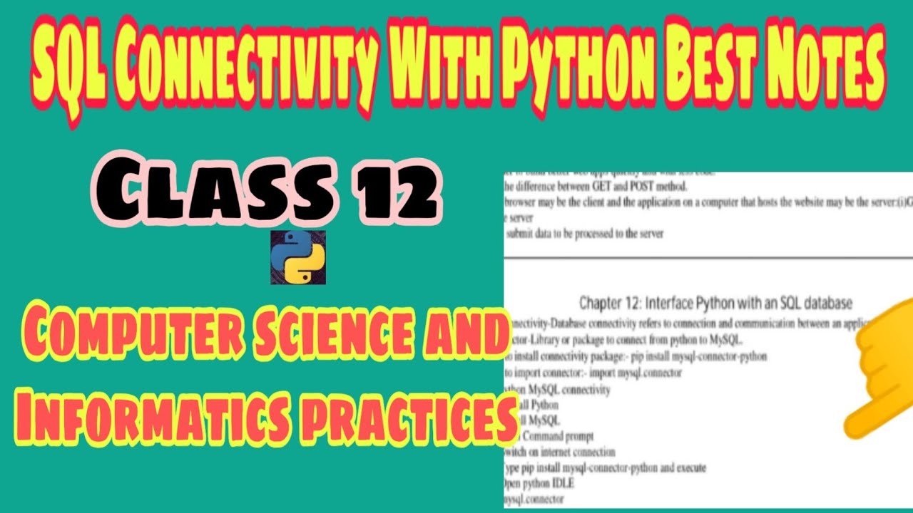 SQL Connectivity With Python Class 12 Notes | Interface Python With Sql | Computer Science and IP 12