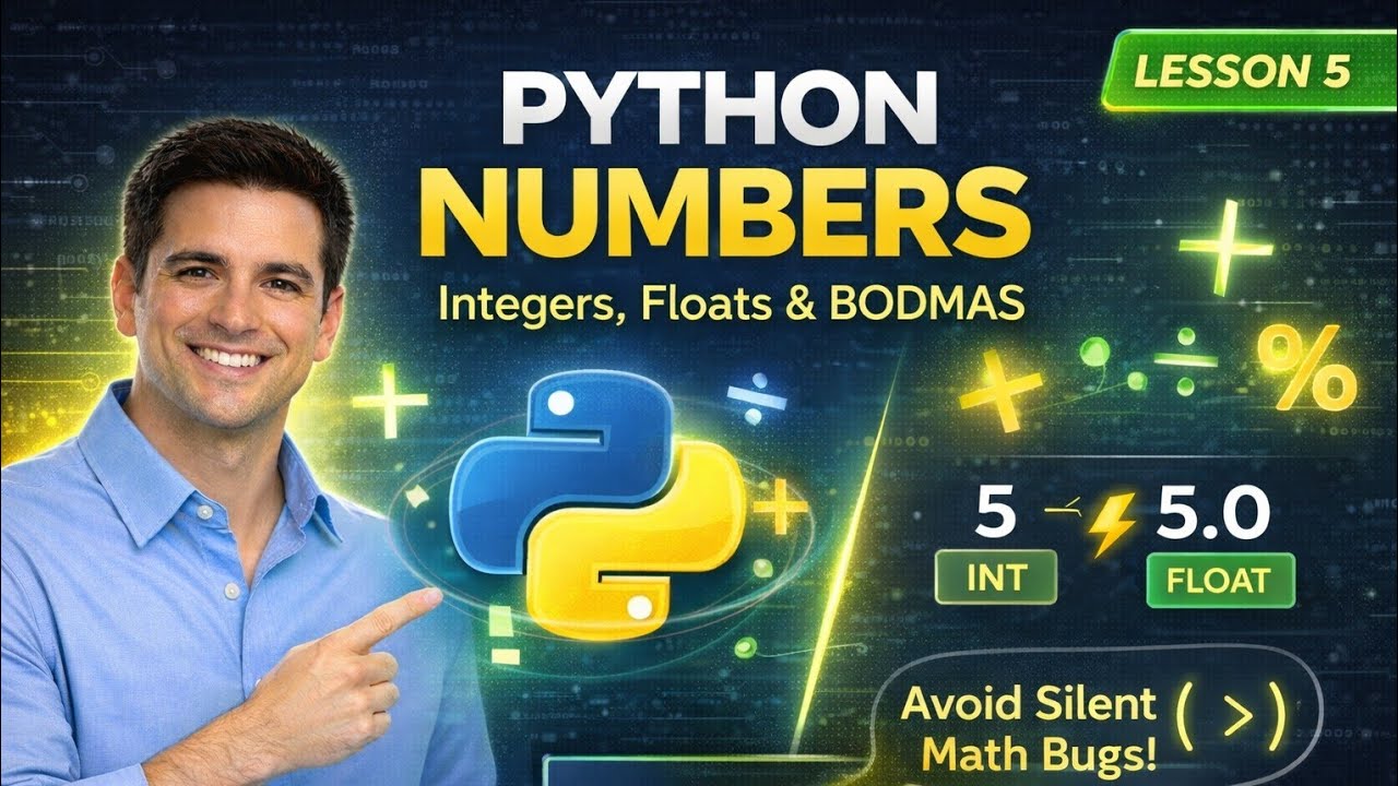 Python Numbers Tutorial: Integers, Floats & Arithmetic Operators | Lesson 5 (2026)