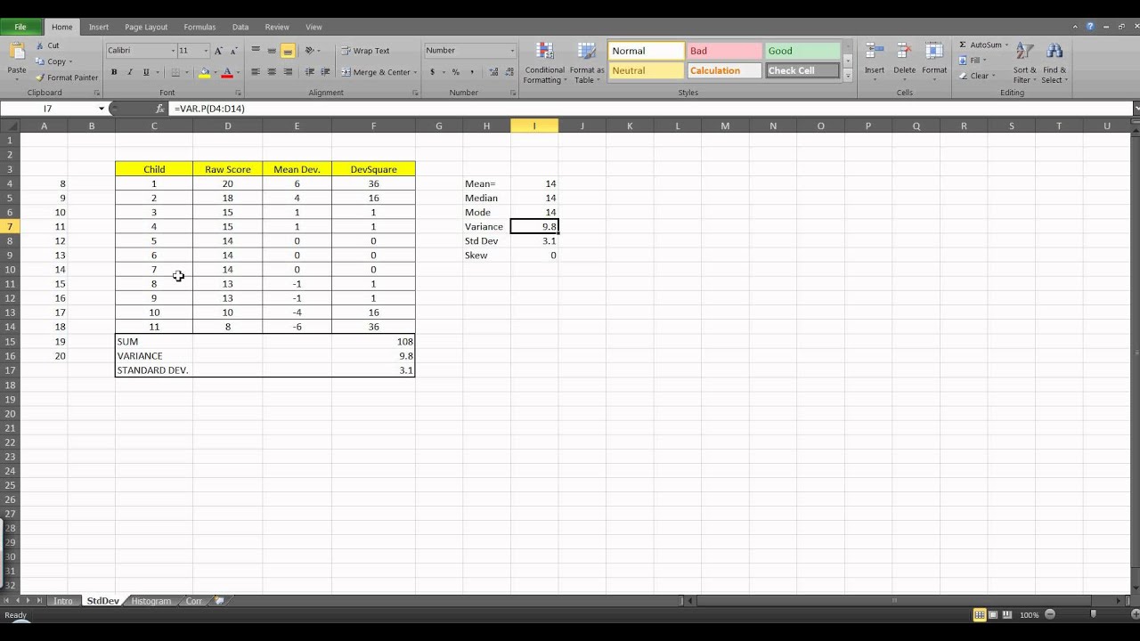 Variance & Histograms