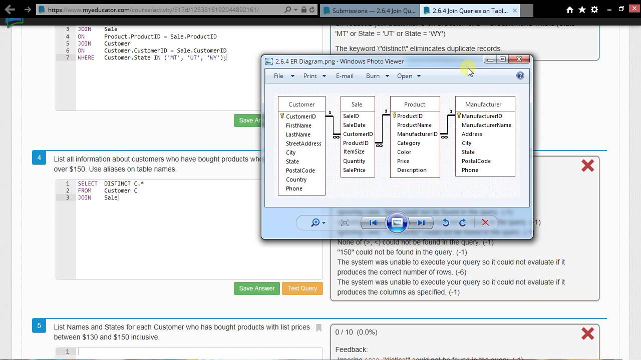 ISM 310 SQL Multi Table Queries