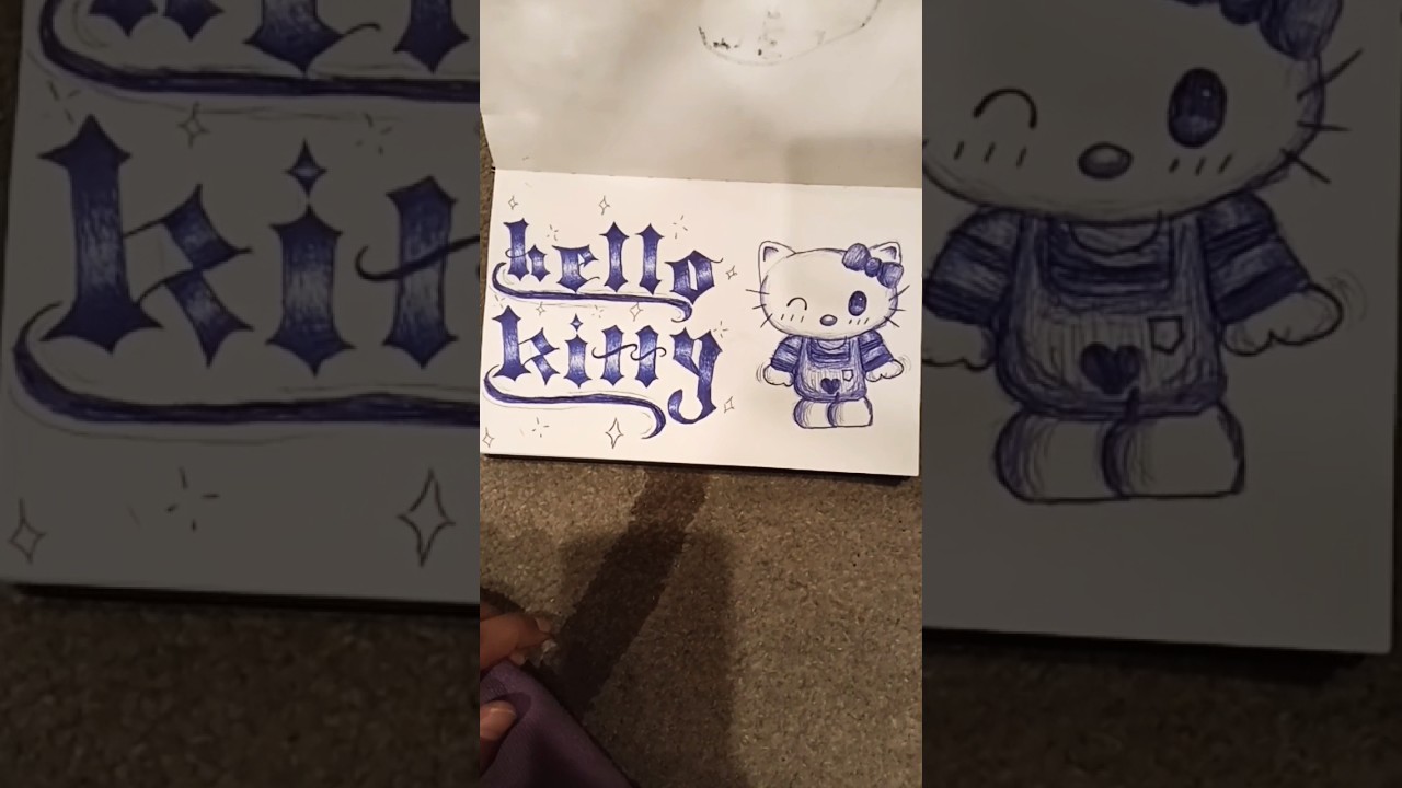 Trying Chicano Pen Art Style🖊️📄🌮🌯🫔 #hiphop #hellokitty #penart #lettering #shading #chicanoart