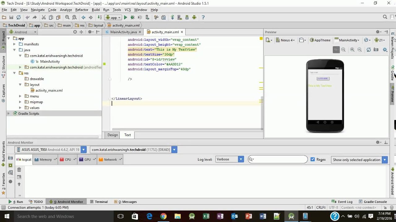 Lesson 10 (Android Studio) Setup EditText and TextView Objects into Java Class
