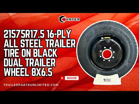 21575R17.5 16-Ply All Steel Trailer Tire on Black Dual Trailer Wheel 8x6.5