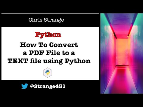 How To Convert a PDF File to a TEXT file using Python