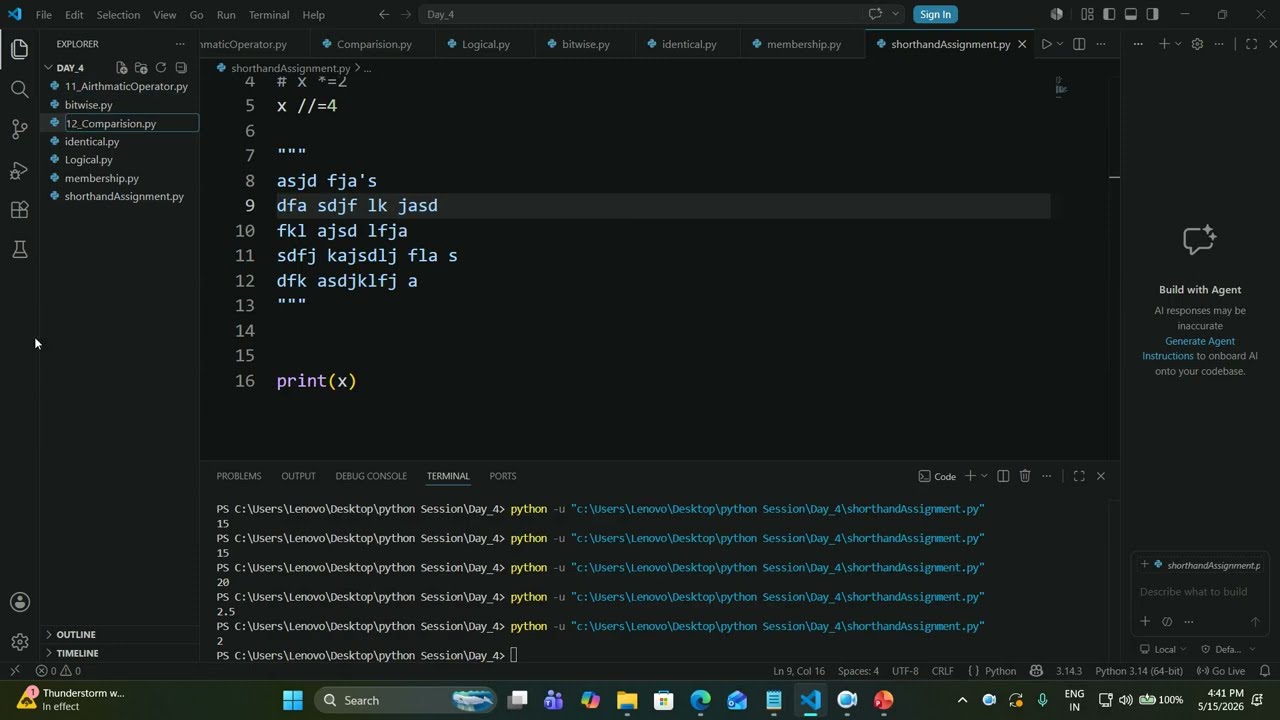 Operators in Python Tutorial in Hindi | Arithmetic, Logical, Comparison & Assignment Operators