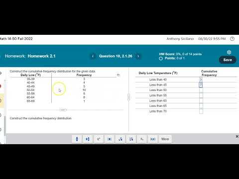 Math 14 HW 2.1.26 Construct a Cumulative Frequency Distribution