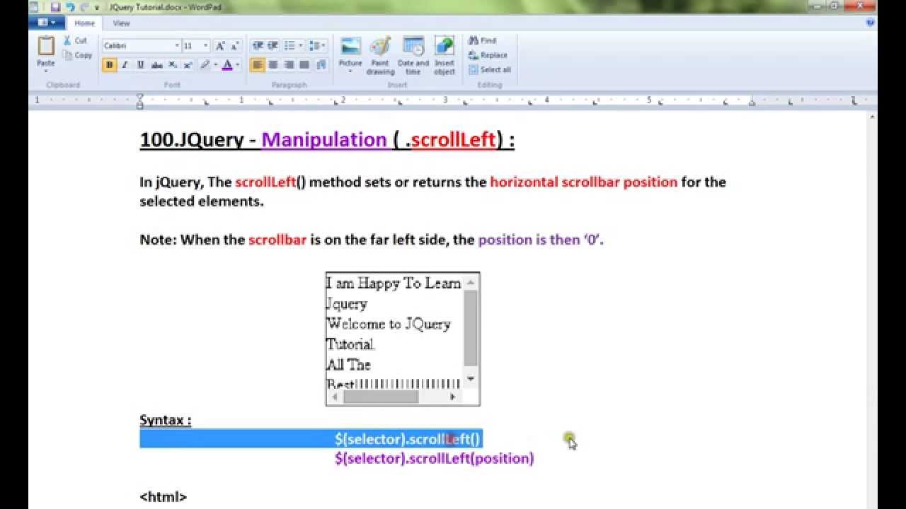 JQUERY SCROLLLEFT METHOD DEMO
