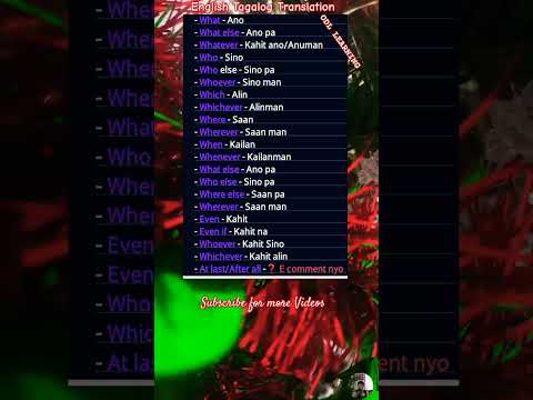 Tagalog -English Translation Build your Vocabulary Words #educationalvideo #translation #english