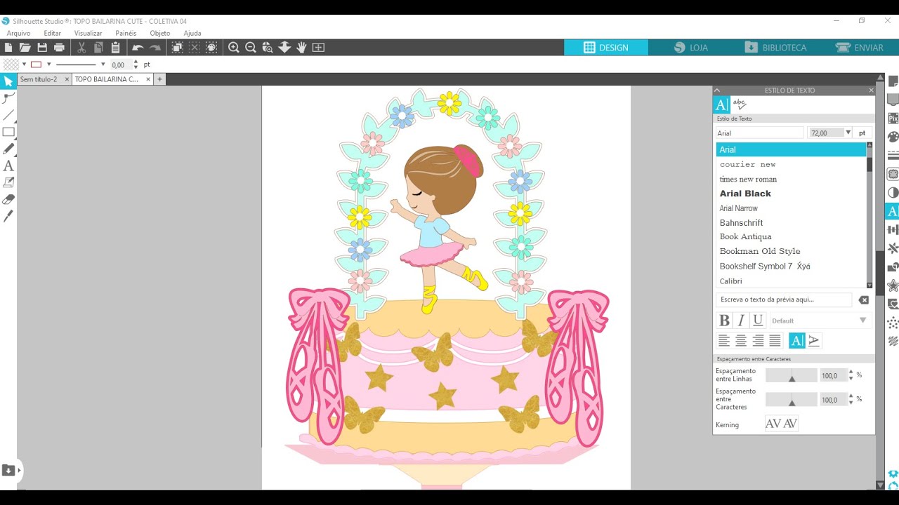 Topo de bolo Bailarina - Arquivo digital silhouette grátis