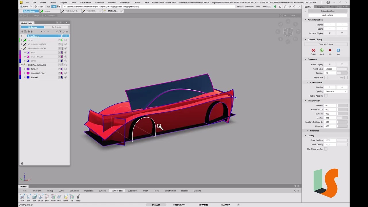 Autodesk Alias Tutorial: Concept car with trim plus history