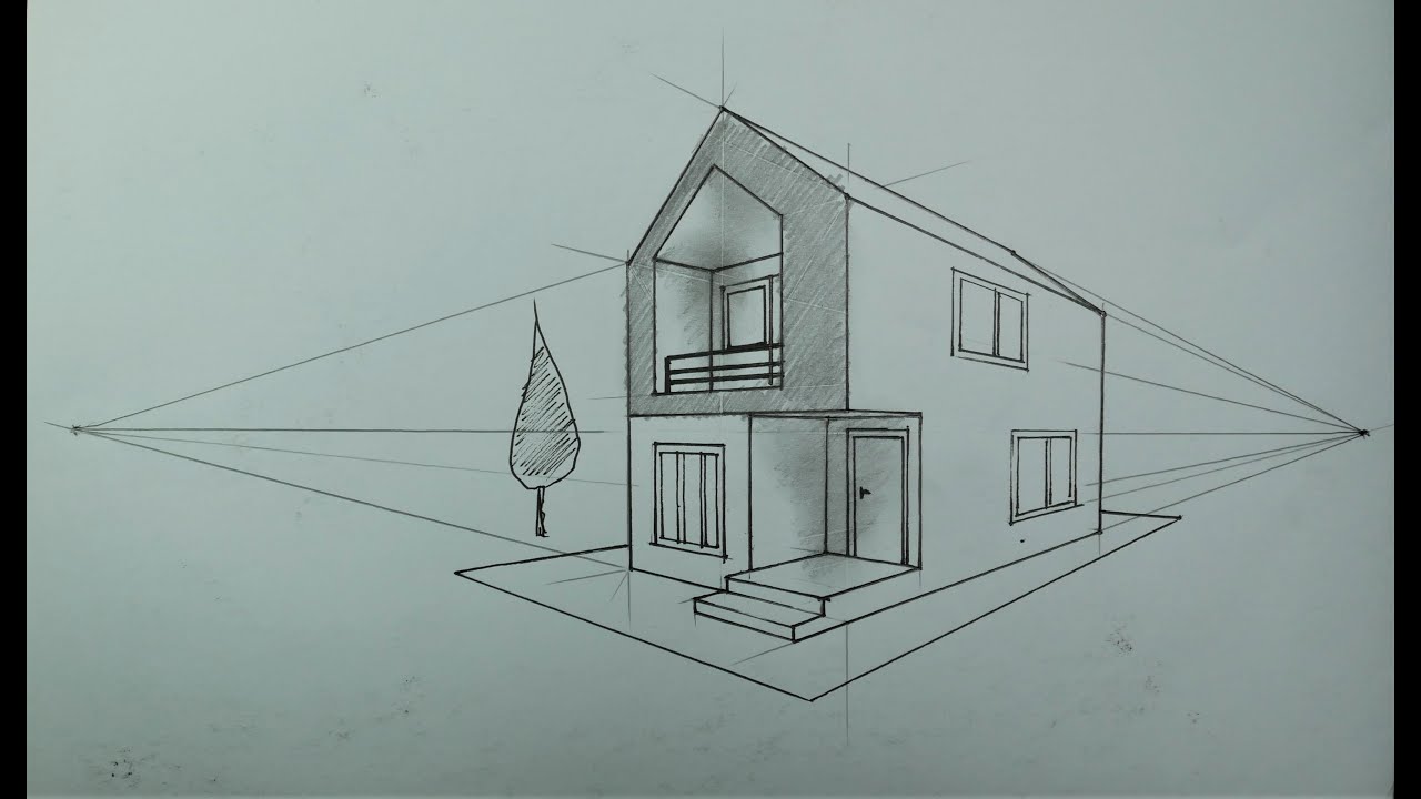 Architecture How To Draw Simple Modern House in 2 Point Perspective #35