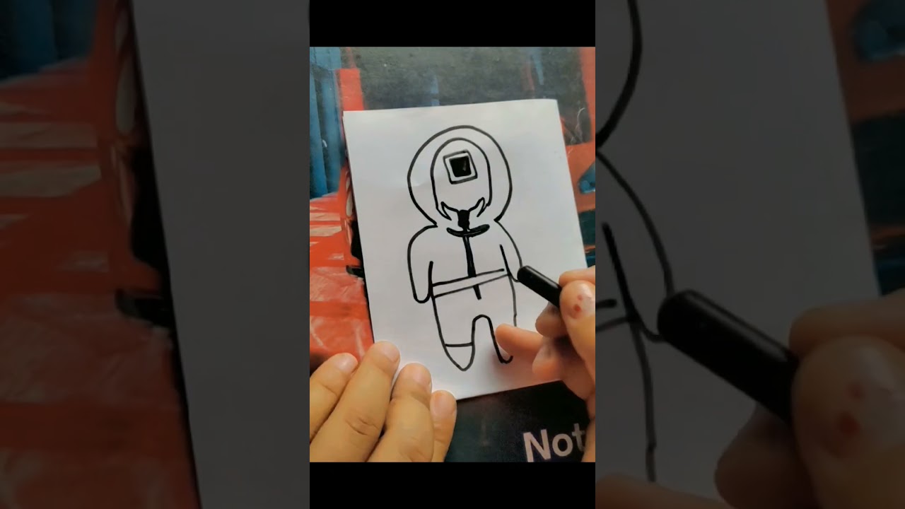 squid game Pink soldier cartoon drawing #squidgame #squidgame3 #squidgamchallenge #sad #drawing