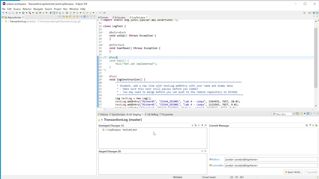 Version Control - committing and pushing changes from Eclipse to GitHub