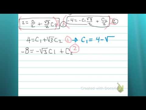 Solve linear second order DE with complex roots and initial conditions