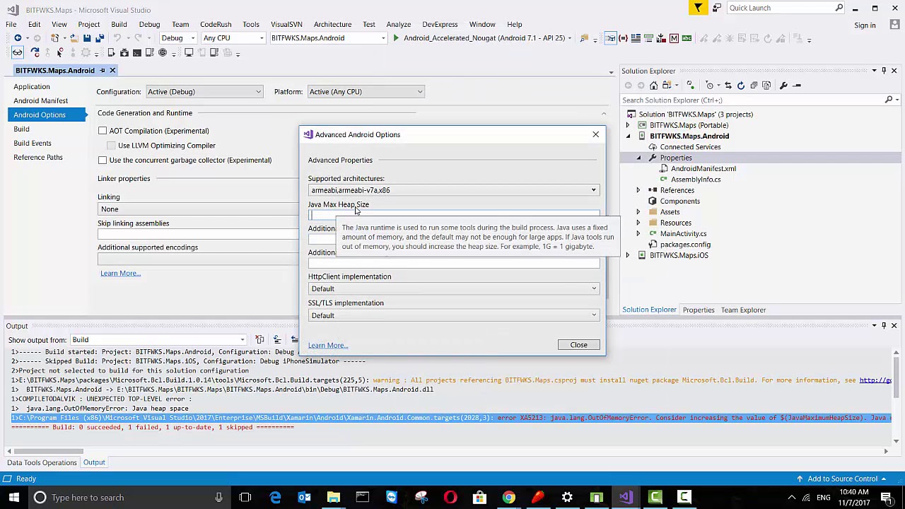 Xamarin Android FIX error XA5213 java lang OutOfMemoryError