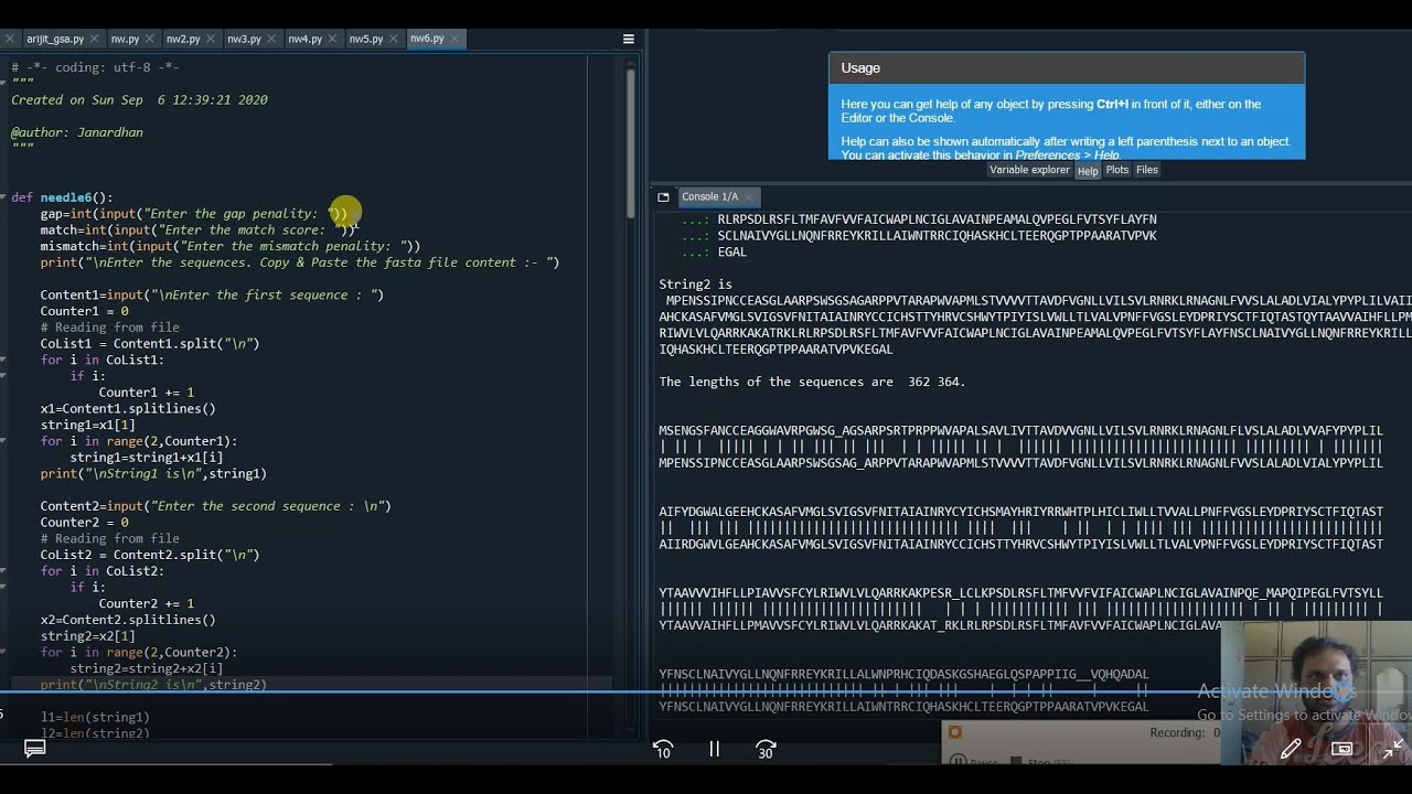 Needleman-Wunsch algorithm - for Global Sequence Alignment - Python implementation | Bioinformatics