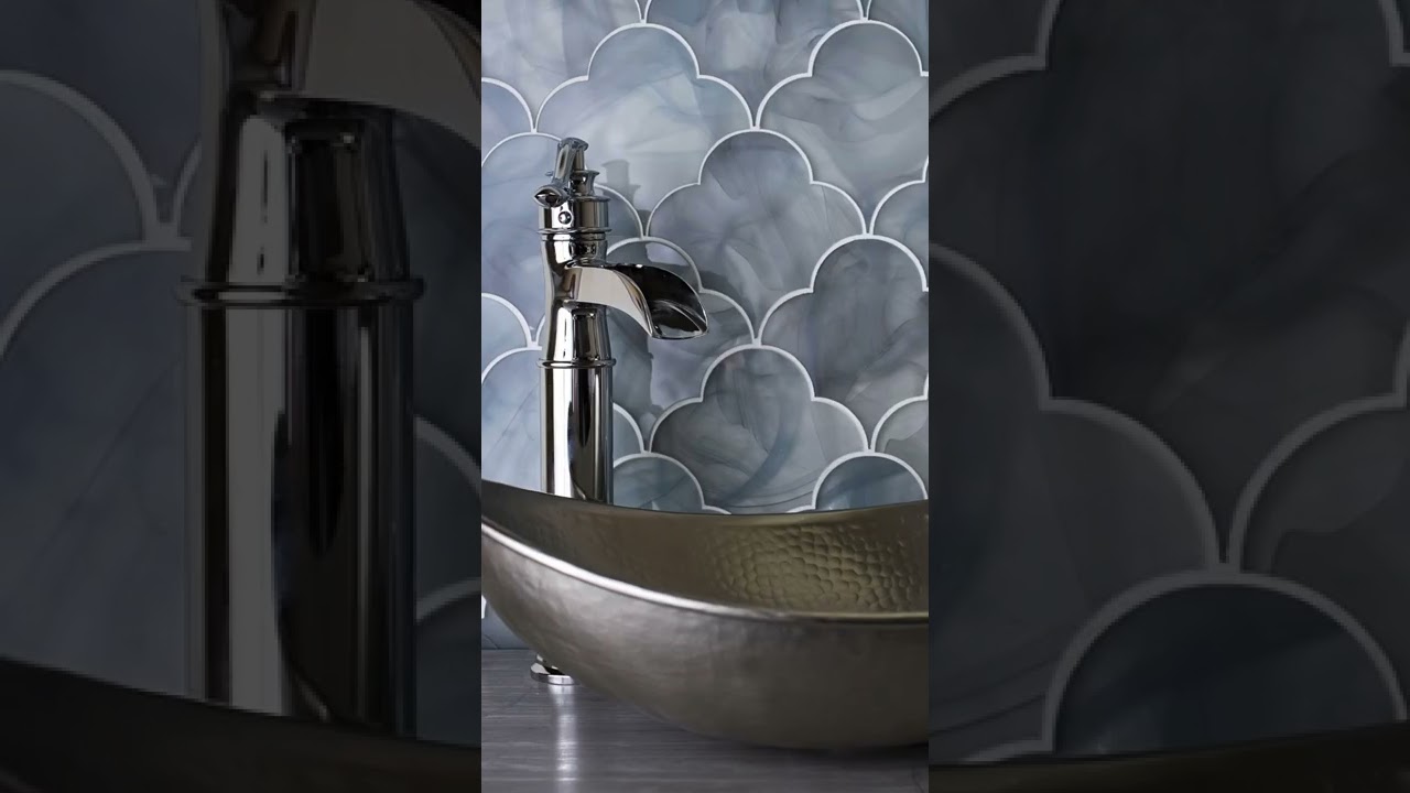 Cloudy with a chance of ocean glass mosaic tile #ocean #glass #mosaic #tiles #home #beforeandafter ￼