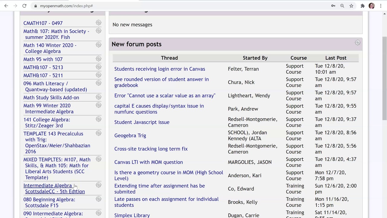 MyOpenMath for Instructors   How to set course key, etc