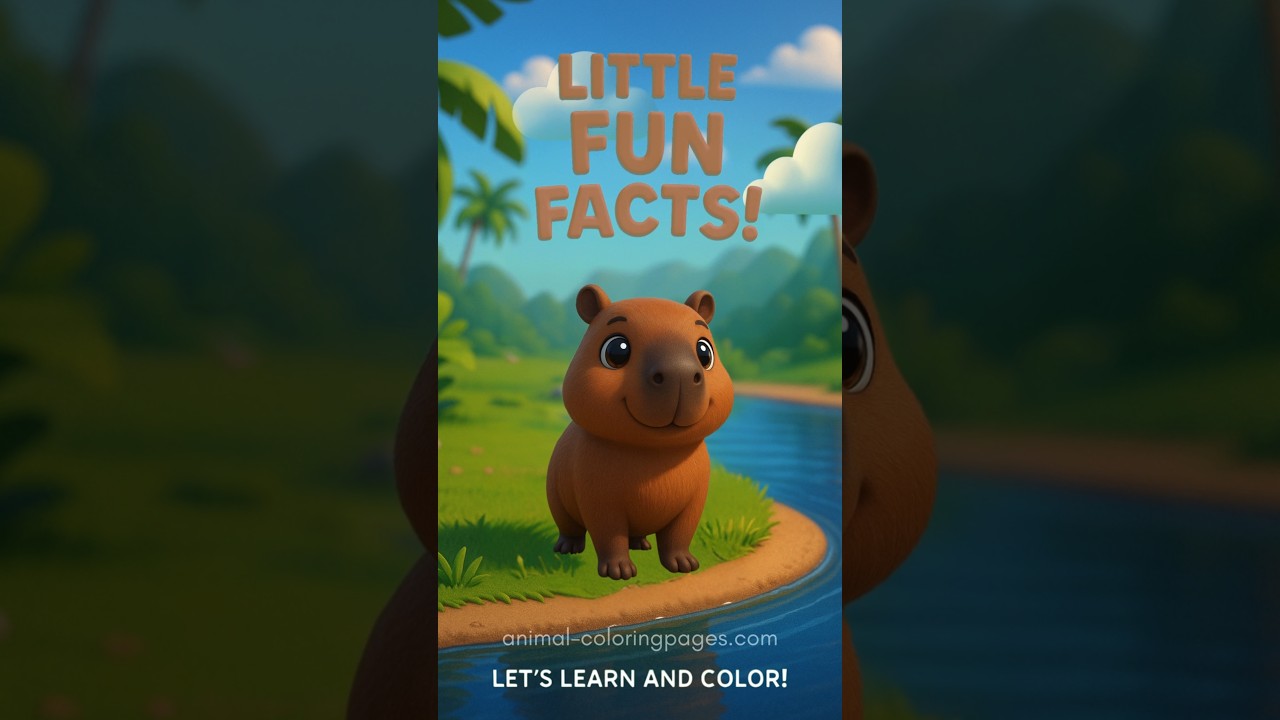 Fun Facts ✨ Color your own capybara today! Search 'animal-coloringpages' for more. #funfacts #kids