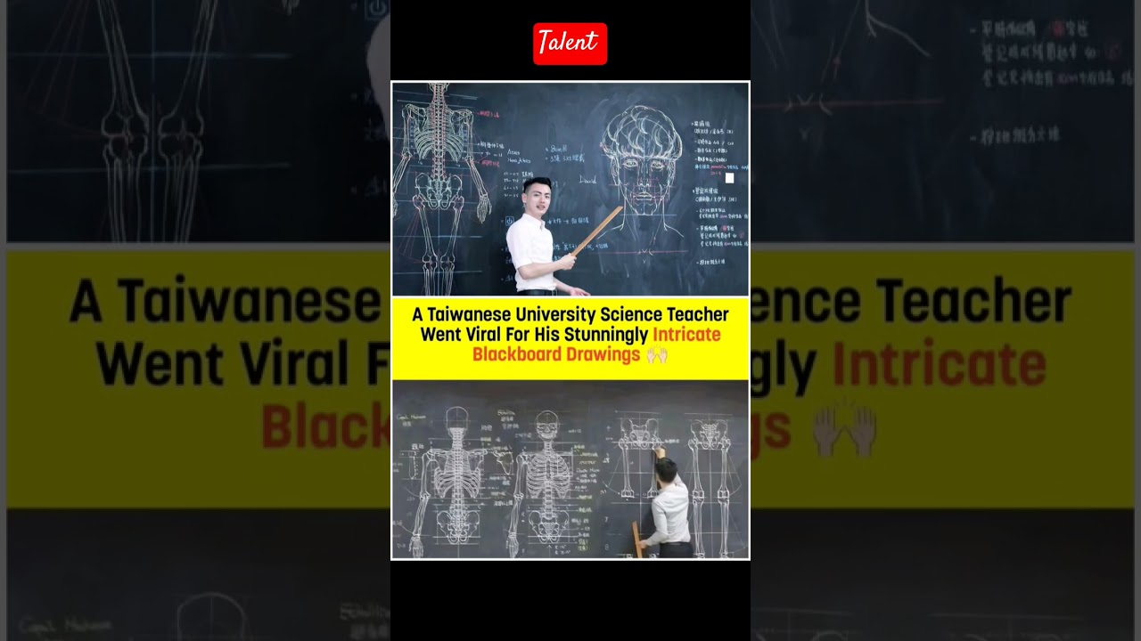 A Taiwanese University Science Teacher Viral For his Intricate Blackboard Drawings #shorts #teacher