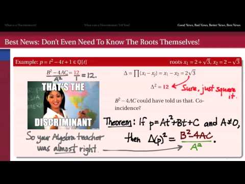 302.I.4c: Discriminants - Good News, Great News