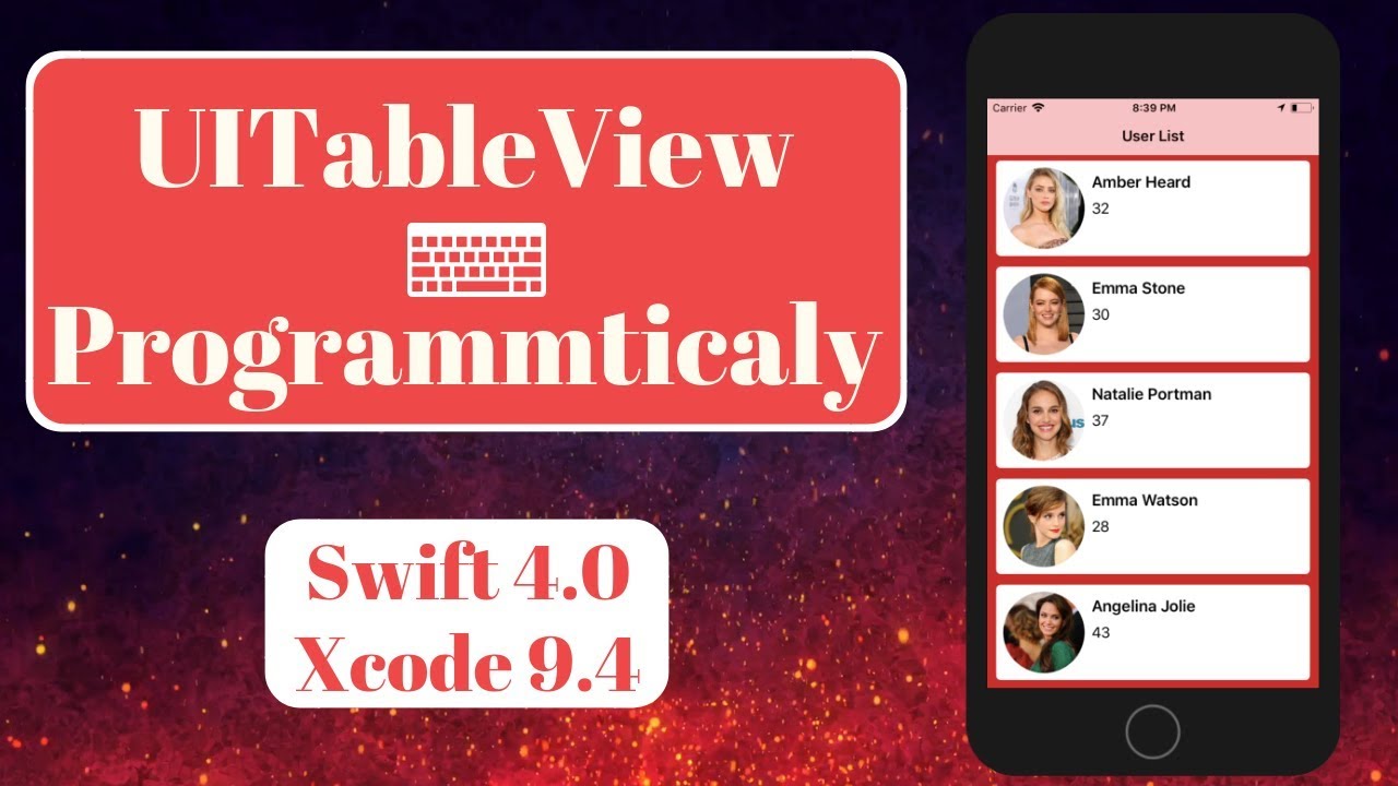 How to create UITableView programmatically in Swift 4.0 (Xcode 9.4)