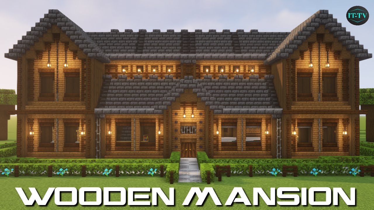 Building A LARGE WOODEN MANSION In Minecraft - TUTORIAL