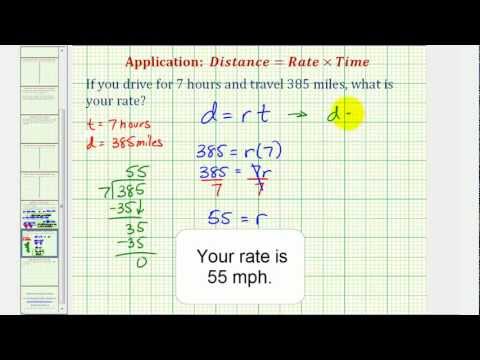 Ex: Find the Rate Given Distance and Time | Math Help from Arithmetic ...