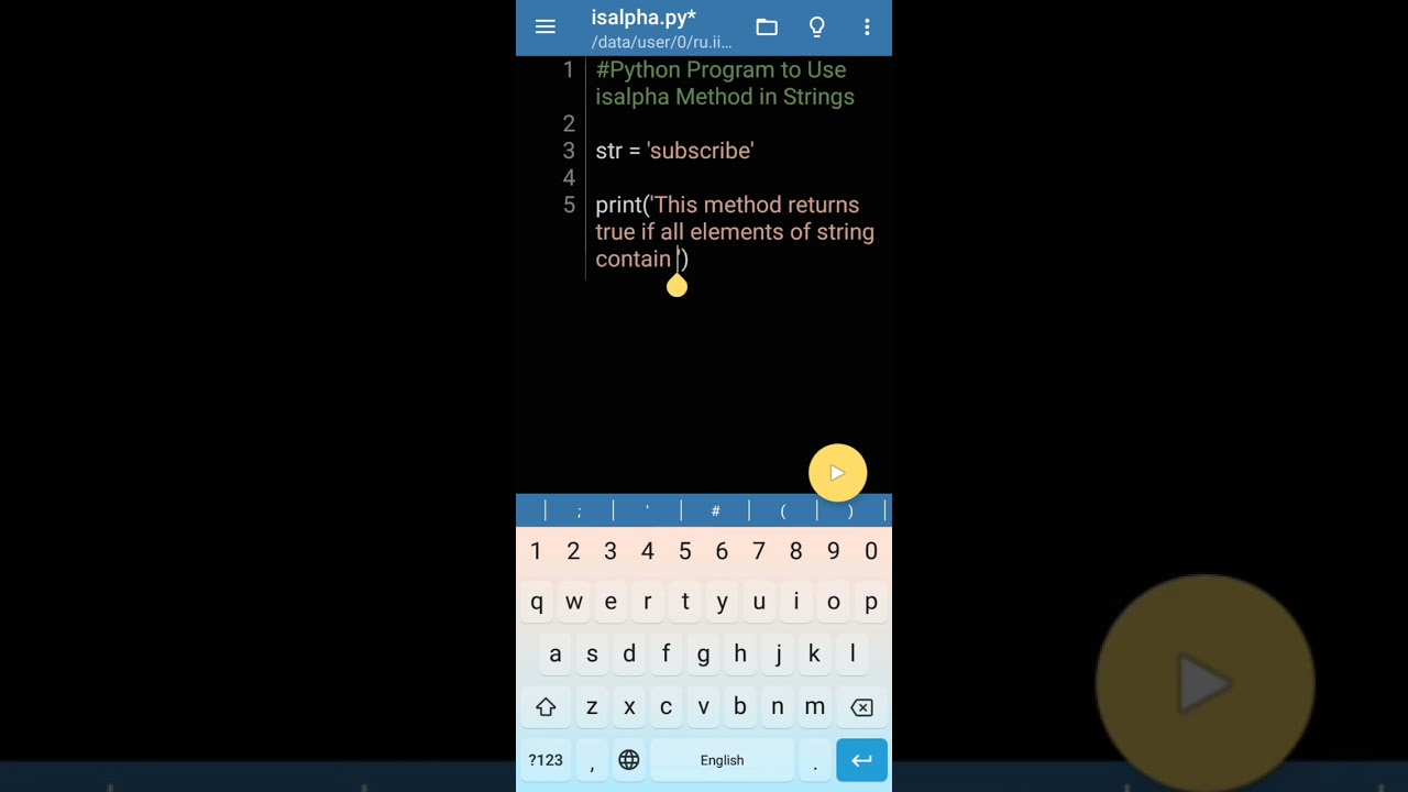 How to use isalpha Method in Python in Strings #shorts #viral #python3 #python Python Tutorial