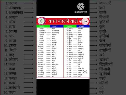 वचन बदलो || एकवचन बहुवचन शब्द हिंदी में 50#shortsfeed #ytshorts #hindigrammar