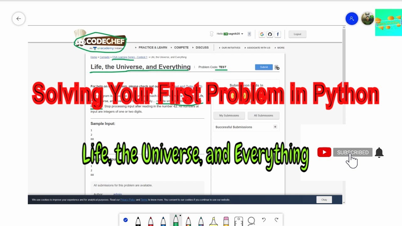 Solving Your First Problem in Python |CodeChef | Life, the Universe, and Everything | Learn Overflow