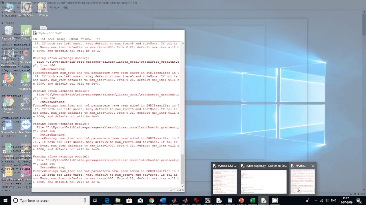 PYTHON SOURCE CODE FOR MALWARE CLASSIFICATION USING DEEP LEARNING METHOD