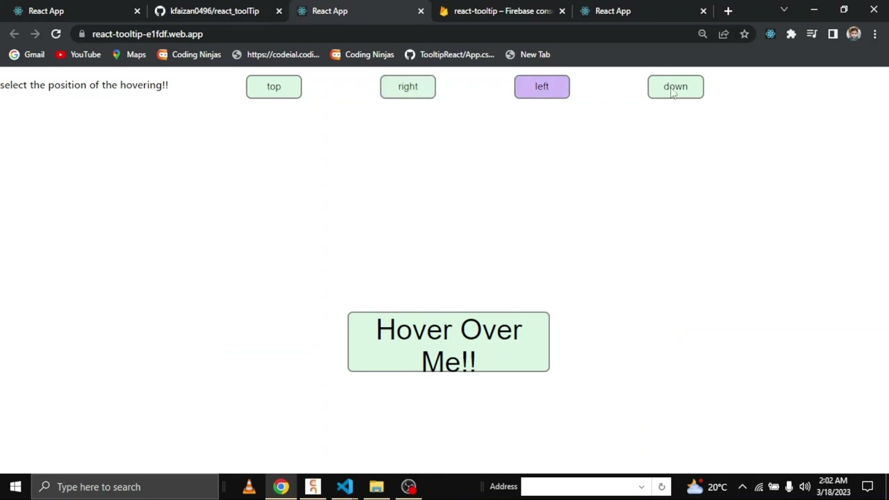 Coding Ninjas skill test | Tooltip | React