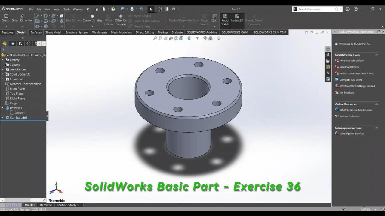 SolidWorks Basic Part - Exercise 36