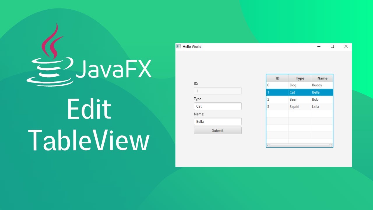 JavaFX and Scene Builder - Edit TableView