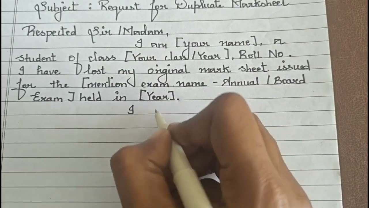 Duplicate Marksheet Application | Letter Writing in English for Students| Formal Mark Letter