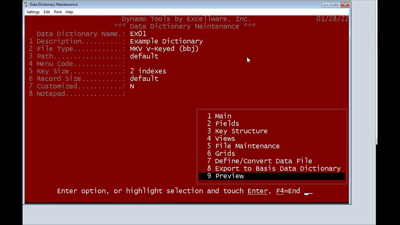 Dynamo Tools Data Dictionary Overview