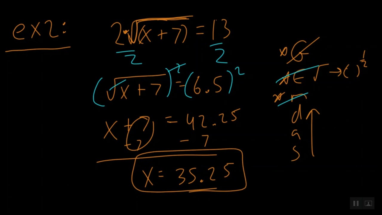 Solving Square Root Equations Level 2