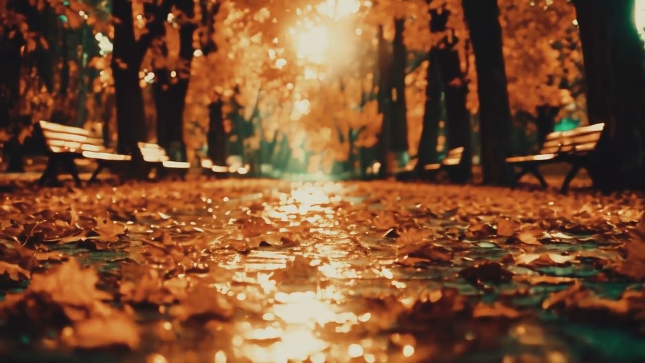 Cinematic Autumn Park Video – Golden Fall Leaves, Sunlight, and Peaceful Nature in 4K