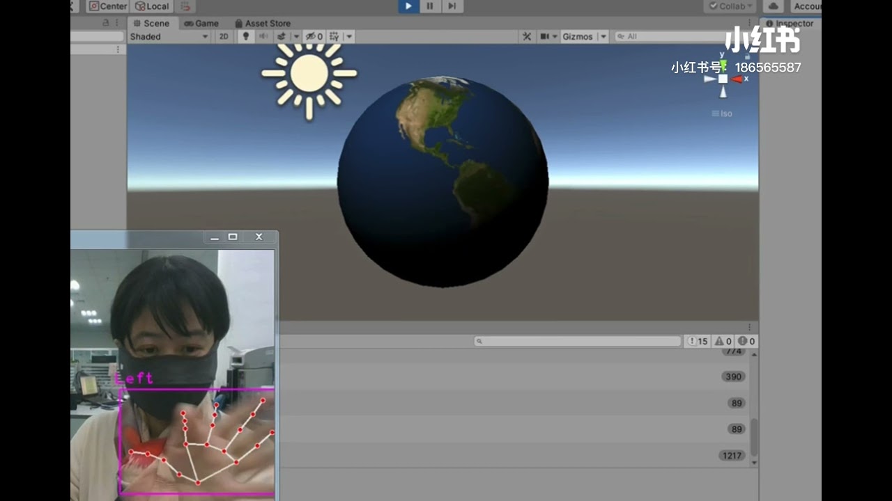 Unity + Python cvzone hand tracking control