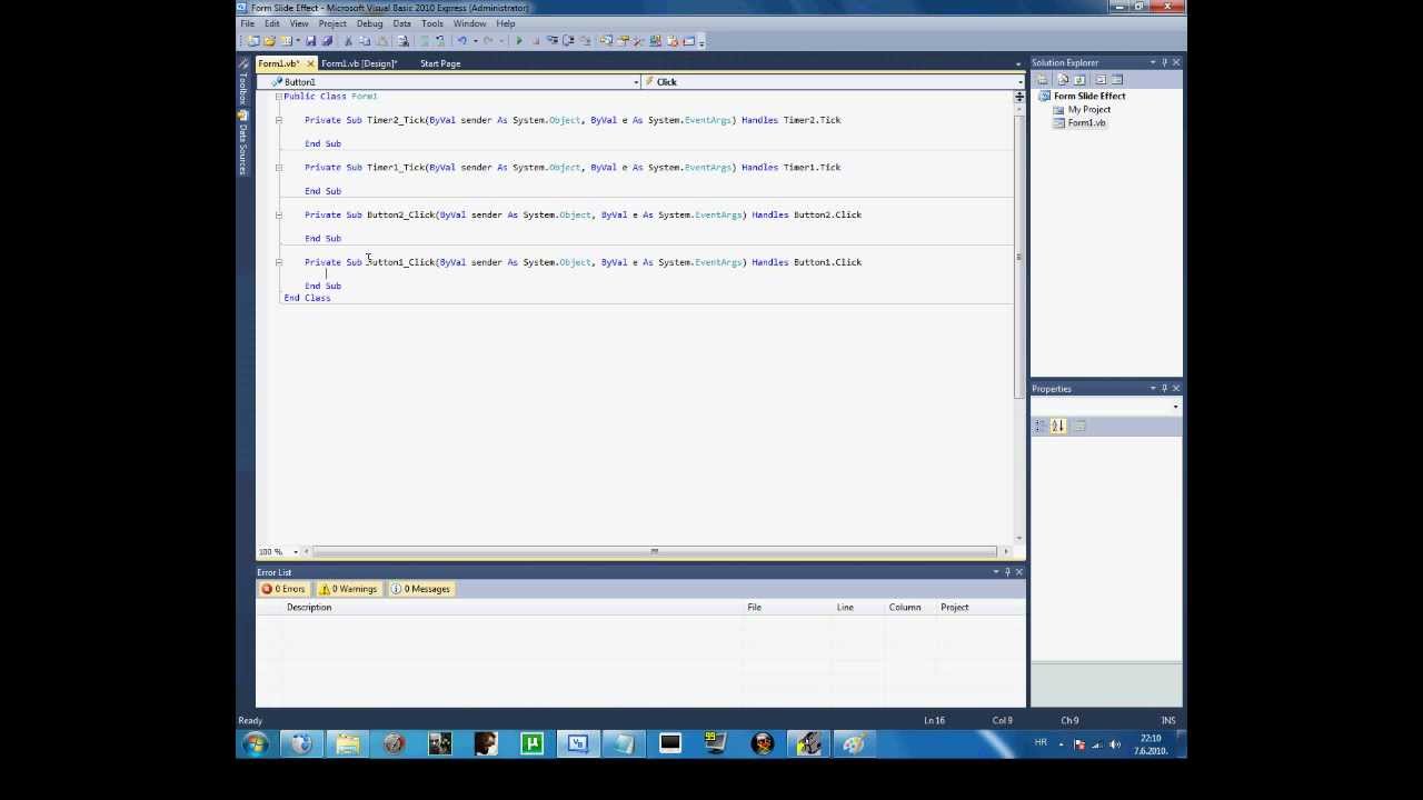 Visual Basic 2008 Form Slide Effect