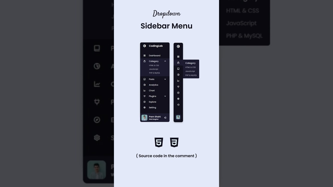 Sidebar Menu with Dropdown in HTML CSS & JavaScript
