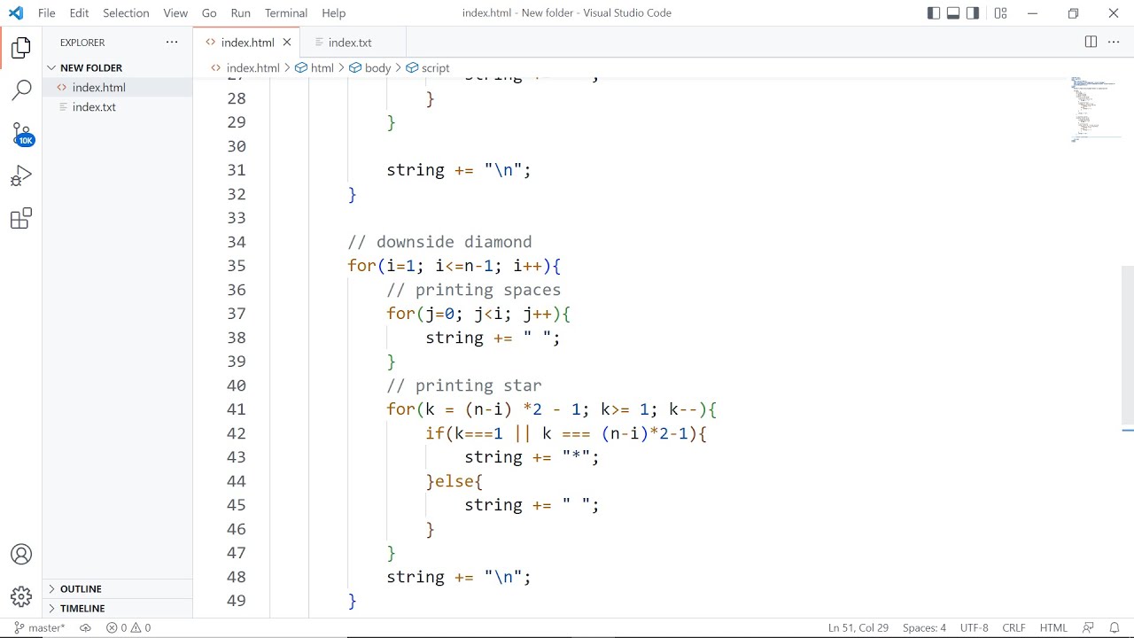 How to Make Hollow Diamond Pattern in JavaScript | JavaScript Problem Solving | Learn with Sazzad