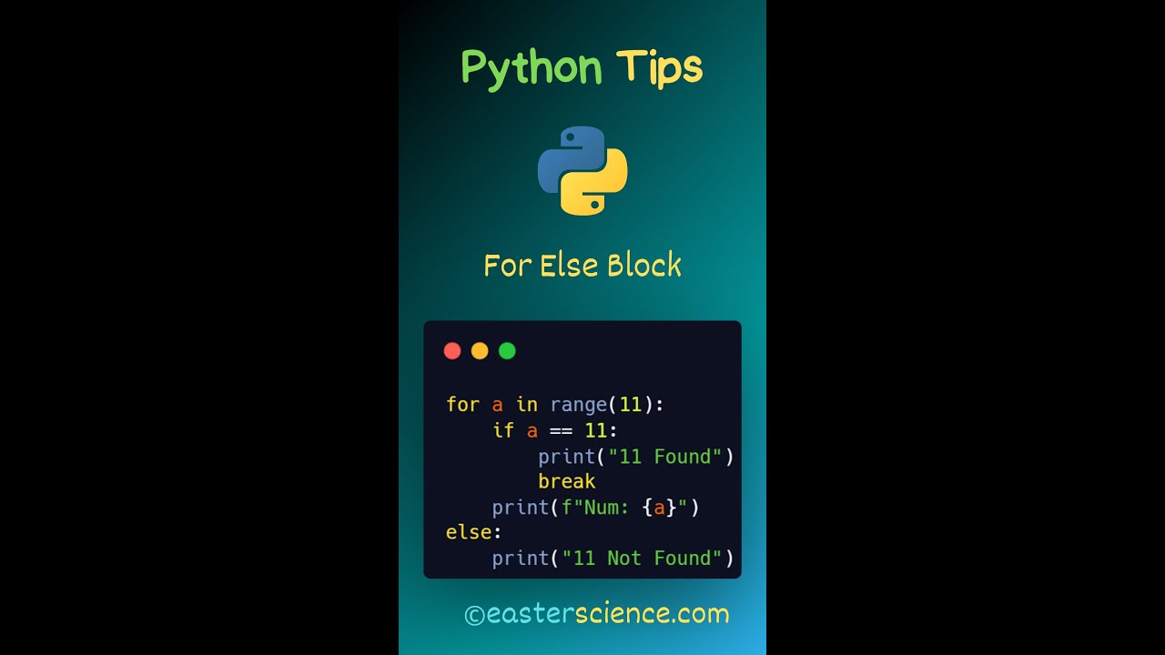 For Else block in Python | Top Python Tips | Python Shorts #python #programming #coding