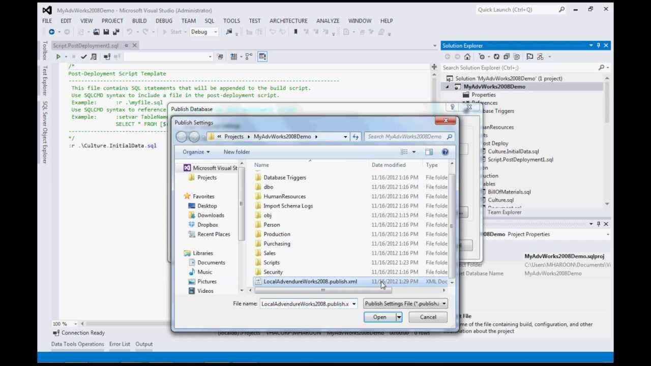 Visual Studio 2012 SQL Server Data Tools Demo