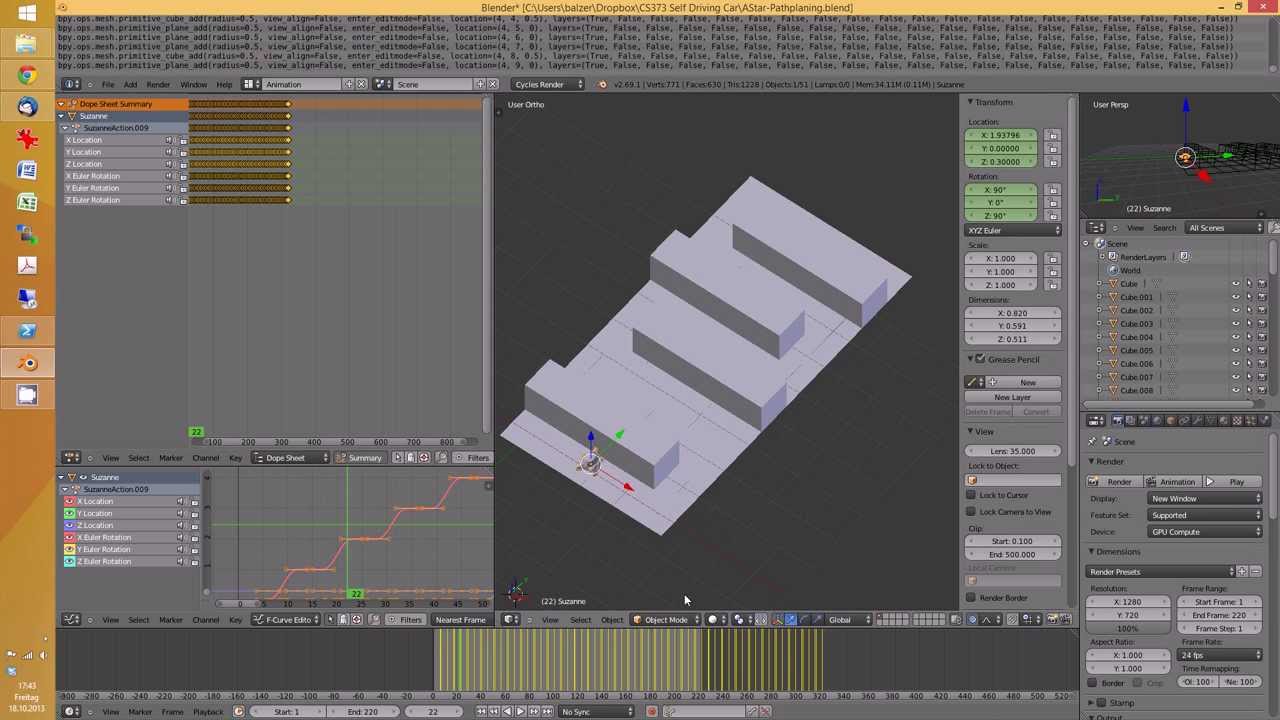 Path Planning with A* in Blender using Python Scripting