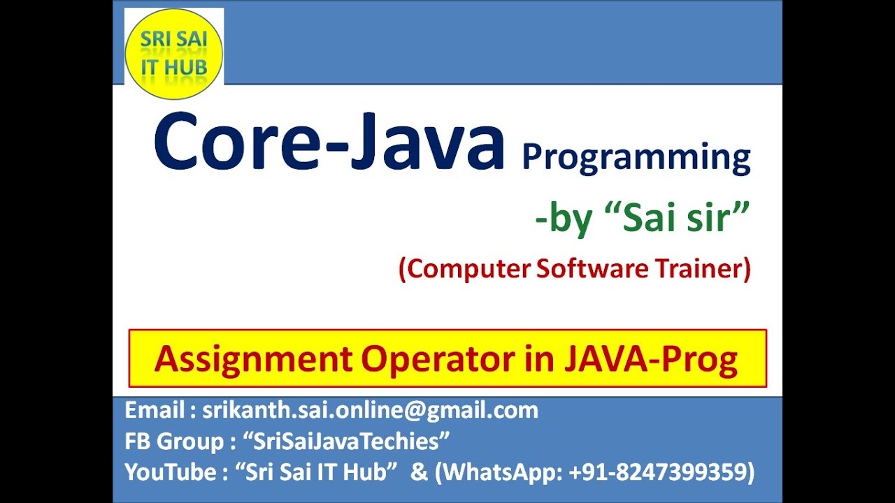 23. Assignment Operator in Java Program