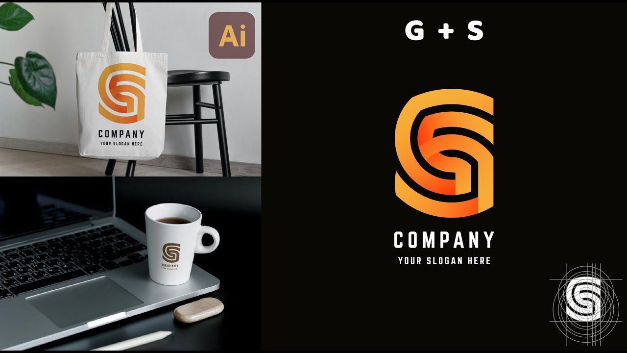 LogoGrid (20) Letter GS monogram logo design with a grid method - Adobe Illustrator Tutorial