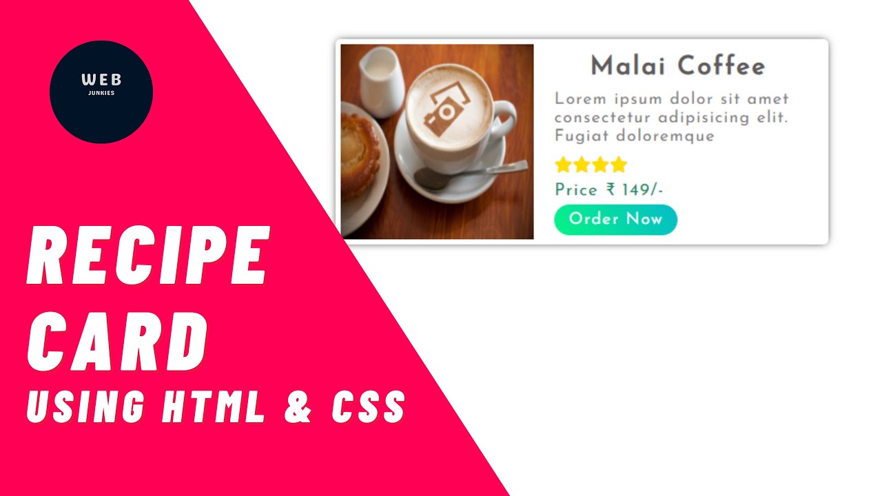 Amazing Recipe Card with Hover Effect using HTML & CSS